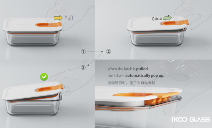 Contenedor de alimentos de vidrio borosilicato para una mano