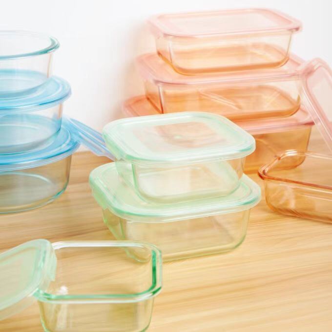 Color Sprayed Glass Food Container with PP Lid