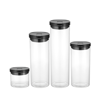 Custom Logo Clear Glass Canisters Glass Food Storage Jars With Easy ...