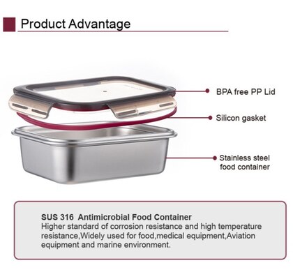 BPA Free Airtight Stainless Steel Food Container
